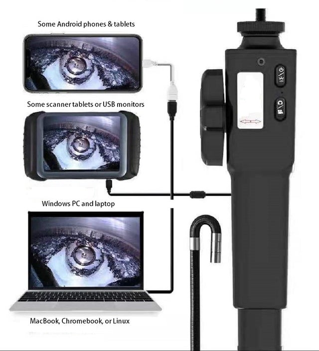 Vividia VA-880 Flexible USB 2-Way Articulating Borescope (8.5mm Diamet – Inspection Scopes